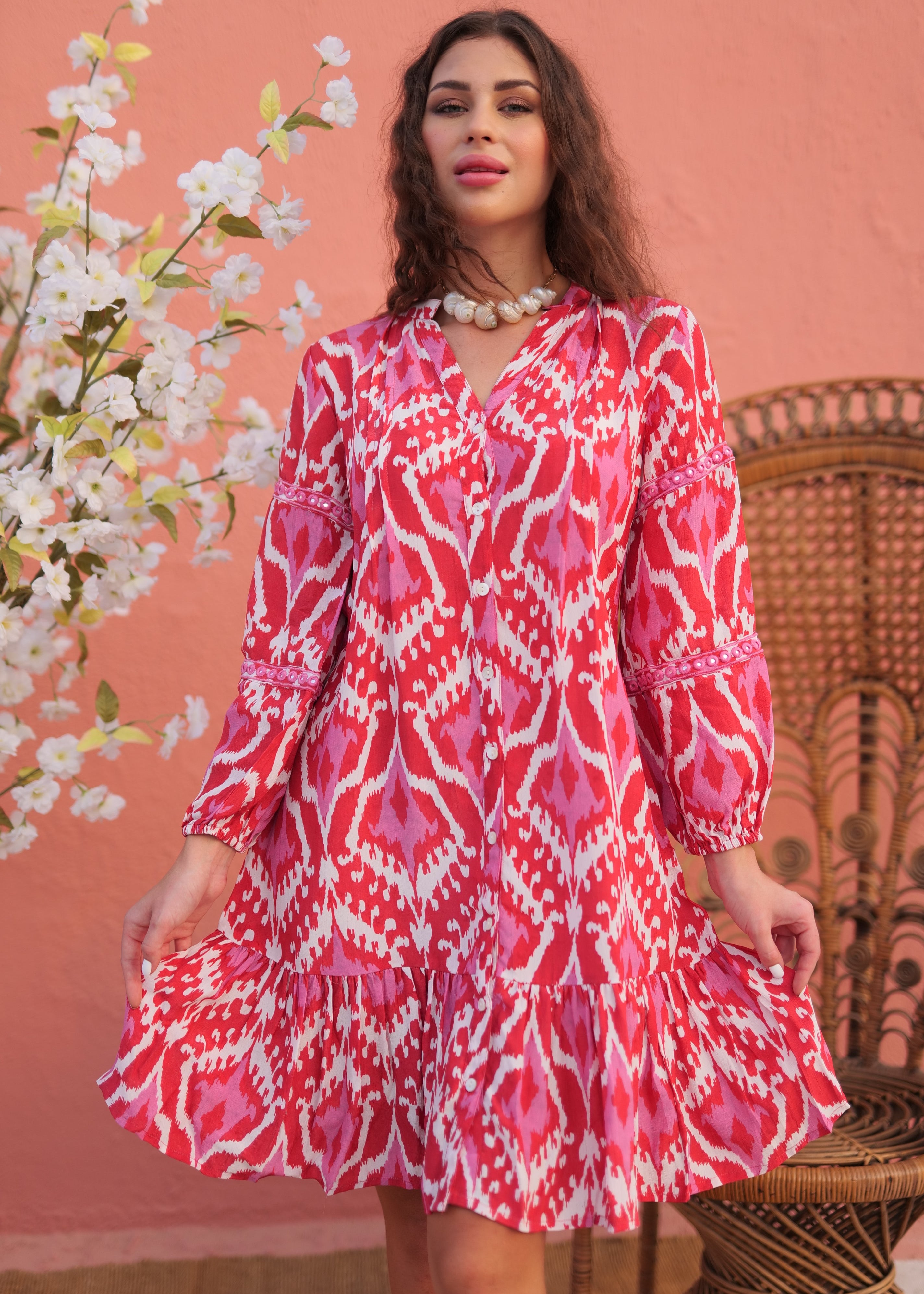 AYNA SMOCK DRESS - RED/ PINK – THAT'S MY GAL